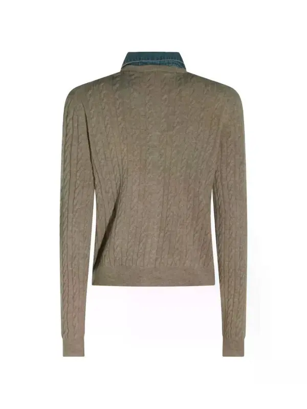 Miu Miu Cable-knit Layered-collar Cardigan