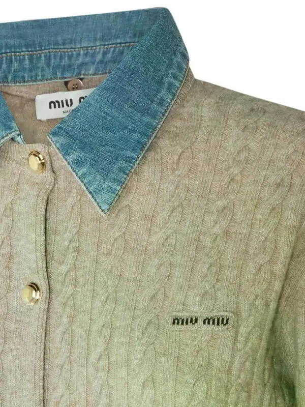 Miu Miu Cable-knit Layered-collar Cardigan