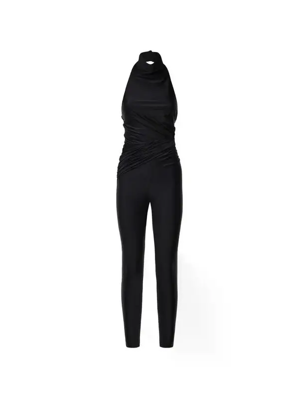Andamane Tatiana Ruched Halterneck Jumpsuit - Black