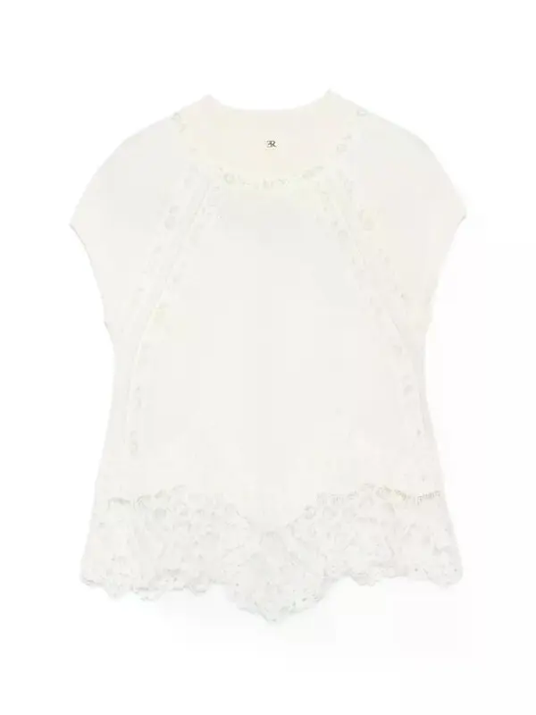 Ermanno Scervino Lace-trim Short-sleeve Top - Neutrals