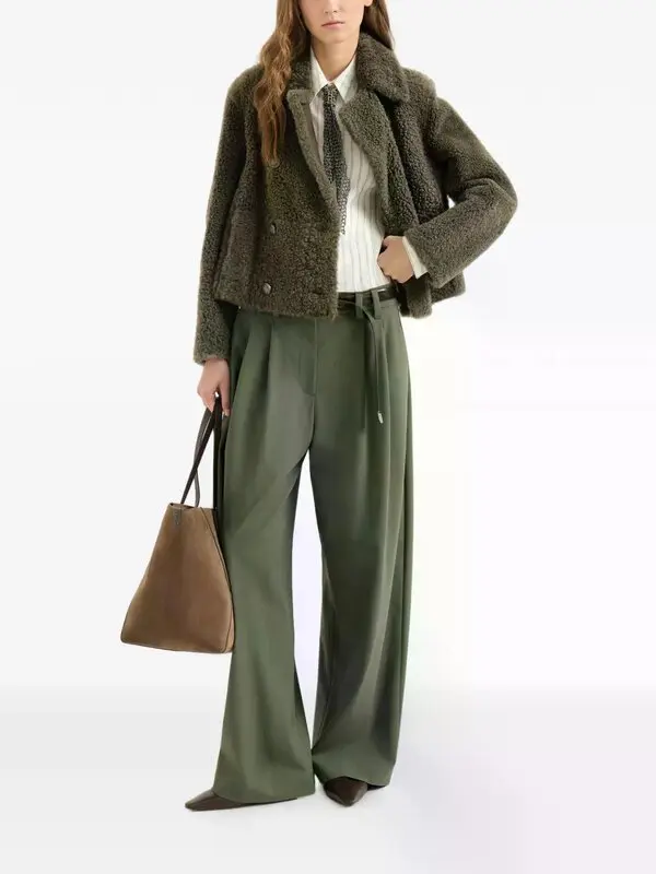Brunello Cucinelli Tailored Tropical Wool Trousers With Monili Embroidery