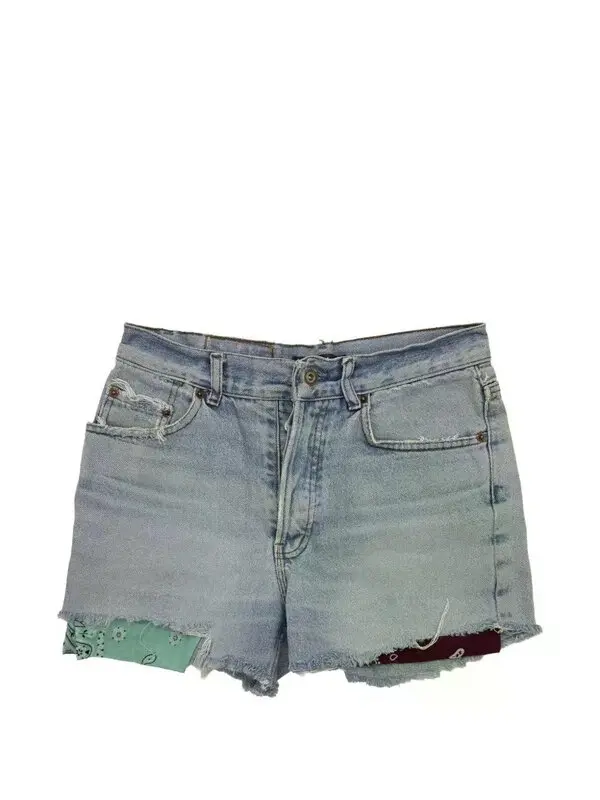 HTC LOS ANGELES Bandana-insert Frayed Shorts - Blue