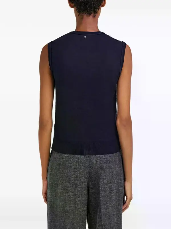 FERRAGAMO Knitted Top With Silk Panel Detail