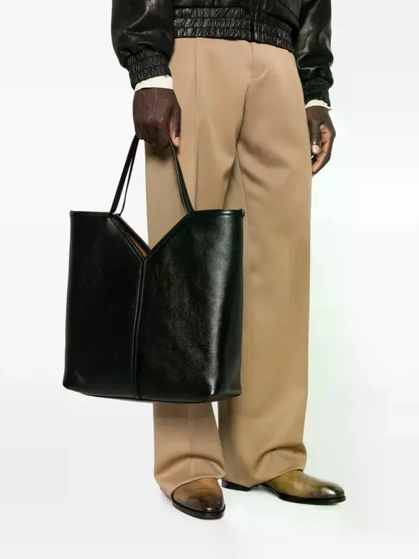 Saint Laurent V-cut Leather Tote Bag