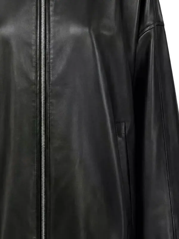 ARMA Leather Hooded Zip-up Jacket - Black