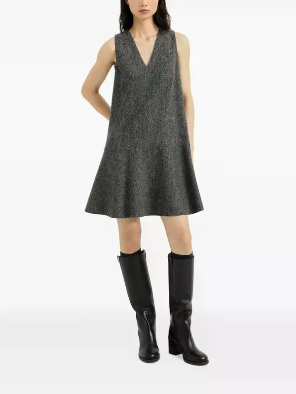Brunello Cucinelli Virgin Wool Donegal Mini Dress With Monili Embellishment