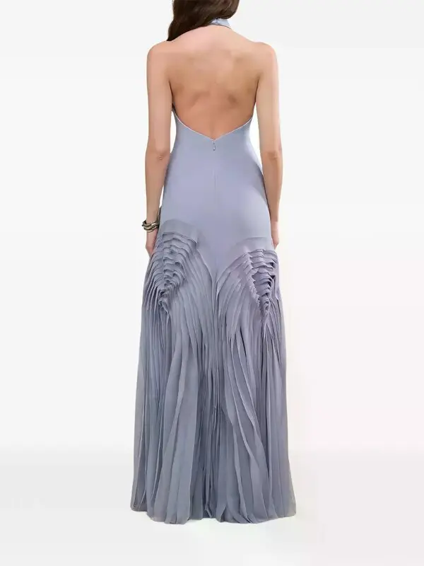 AMUR Elani Wave-pleated Gown