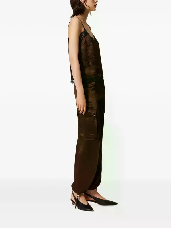 TWINSET Froissé Satin Cargo Trousers