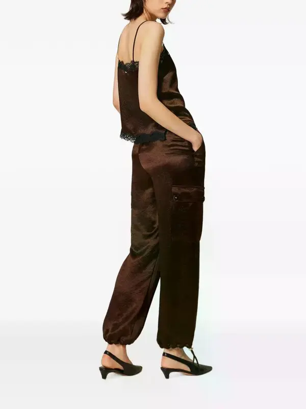 TWINSET Froissé Satin Cargo Trousers