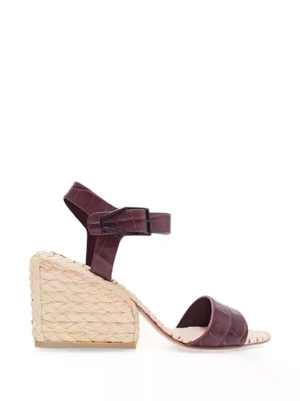 PAUL ANDREW Adroit Crocodile-effect Raffia-trim Espadrilles - Brown