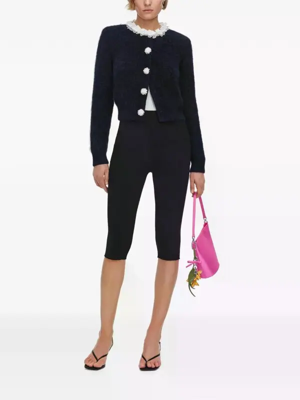 SELF-PORTRAIT Navy Flower Pearl-trim Knit Jumper