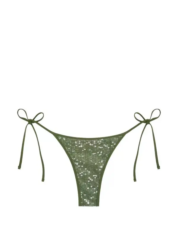 TROPIC OF C Praia Sequin Bikini Bottoms - Green