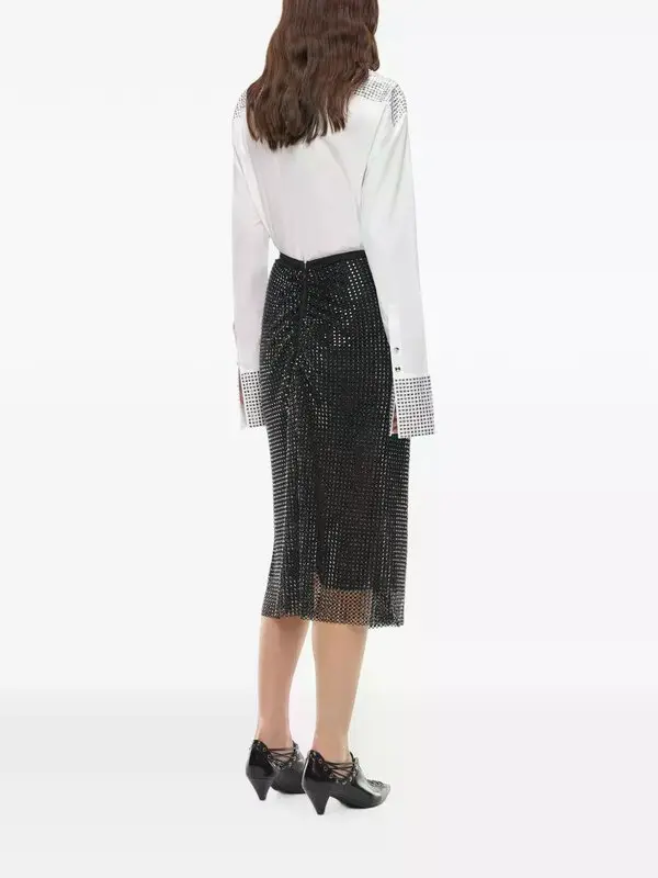 Pinko Mesh Effect Rhinestone Calf-length Skirt