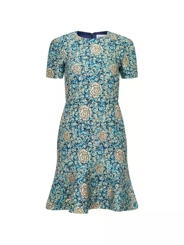 Saloni Rose-motif Brocade Mini Dress