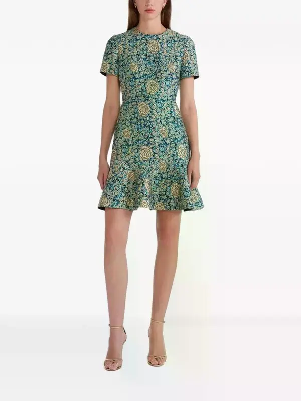 Saloni Rose-motif Brocade Mini Dress