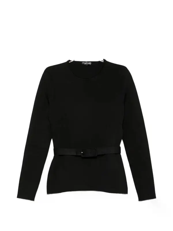 TOM FORD Belted Long-sleeve Sweater - Black