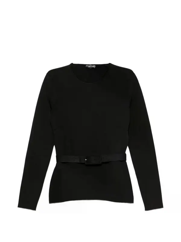 TOM FORD Belted Long-sleeve Sweater - Black