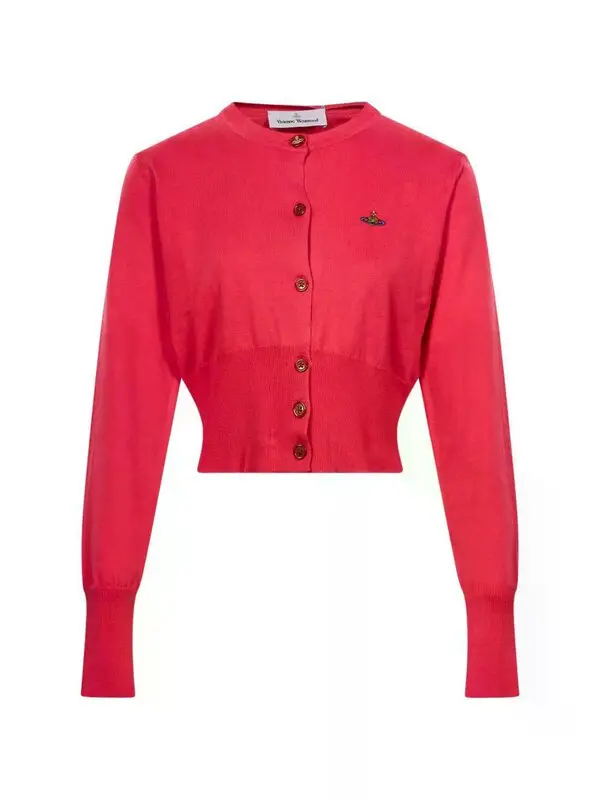VIVIENNE WESTWOOD Orb-embroidered Cropped Cardigan - Red