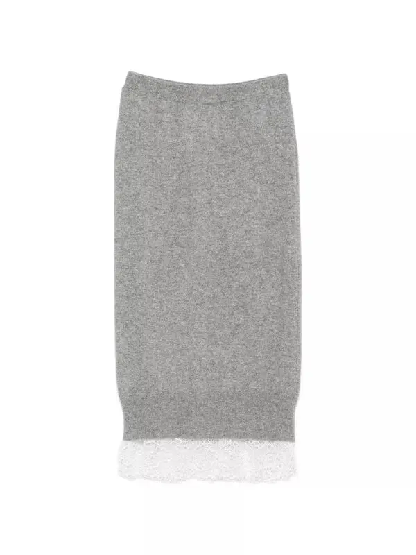 Ermanno Scervino Lace-trim Knitted Midi Skirt - Grey