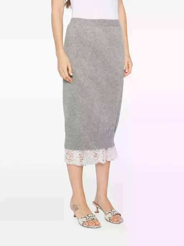 Ermanno Scervino Lace-trimmed Knitted Midi Skirt
