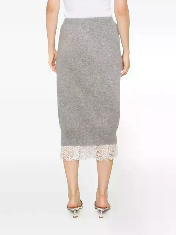 Ermanno Scervino Lace-trimmed Knitted Midi Skirt