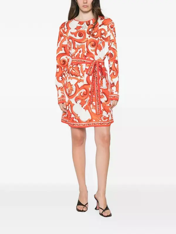 Dolce & Gabbana Baroque Print Belted Mini Dress