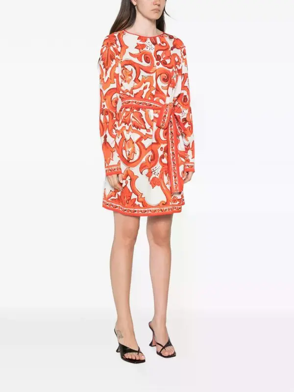 Dolce & Gabbana Baroque Print Belted Mini Dress