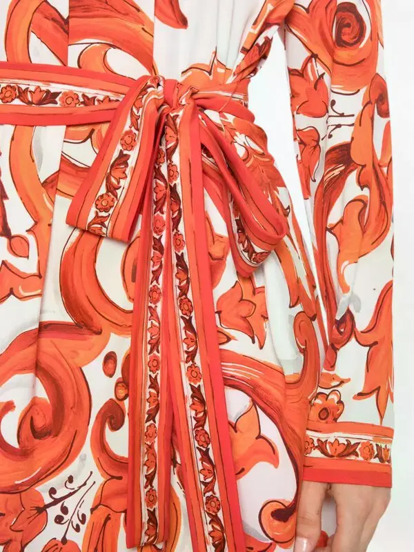 Dolce & Gabbana Baroque Print Belted Mini Dress