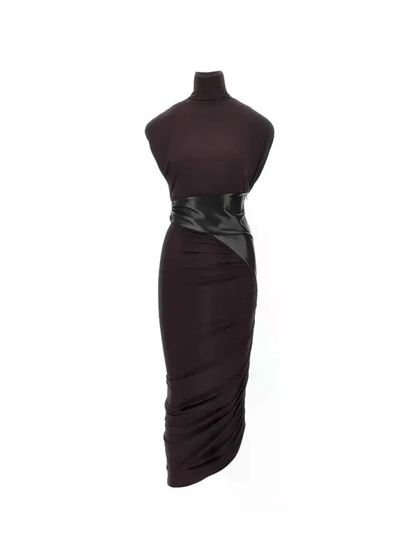 Andamane High-neck Ruched Maxi Dress - Brown