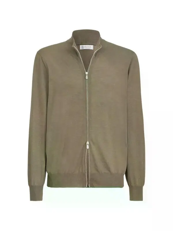 Brunello Cucinelli Cashmere And Silk Lightweight Zip-up Cardigan - Green