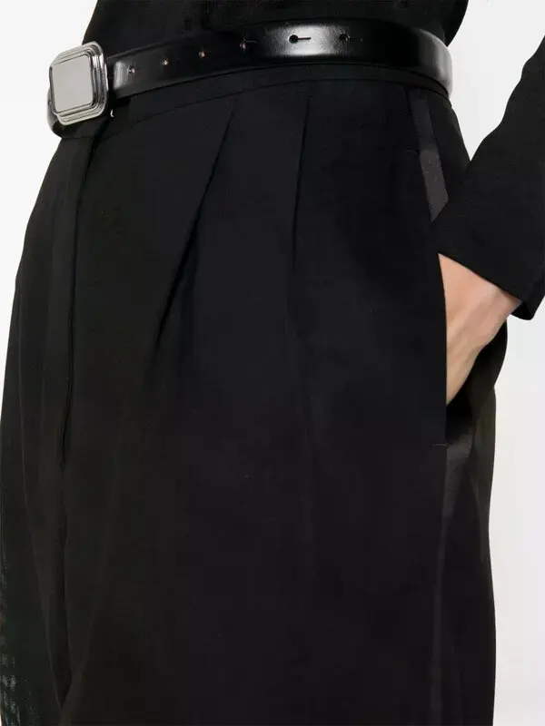 TOM FORD Wide Leg Pleated Trousers With Satin Trim