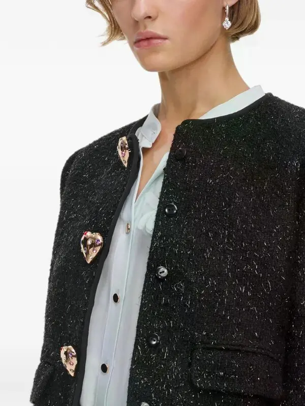 SELF-PORTRAIT Metallic Boucle Fur Cuff Jacket