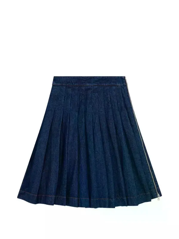 MSGM Pleated Zip-fastening Midi Skirt - Blue