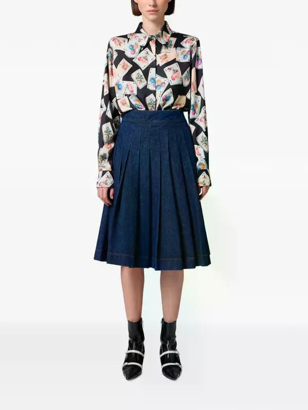 MSGM Pleated Zip-fastening Midi Skirt