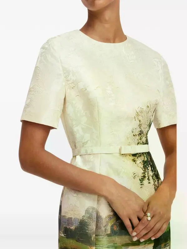 LEO LIN Elizabeth Jacquard-pattern Midi Dress