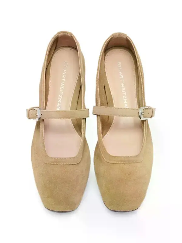 STUART WEITZMAN Buckle-fastening Square-toe Ballet Flats