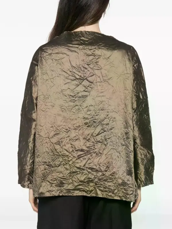 DANIELA GREGIS Crinkled High Neck Long Sleeve Blouse
