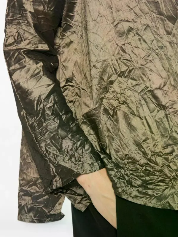 DANIELA GREGIS Crinkled High Neck Long Sleeve Blouse