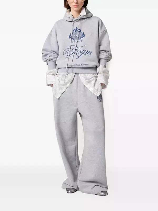 MSGM Logo-print Drawstring Hoodie - Grey