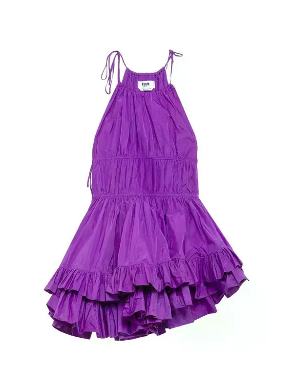 MSGM Ruffled Tiered Mini Dress - Purple