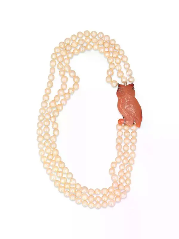 Vintage Owl Detail Necklace With Faux Pearl Embellishment - Neutrals