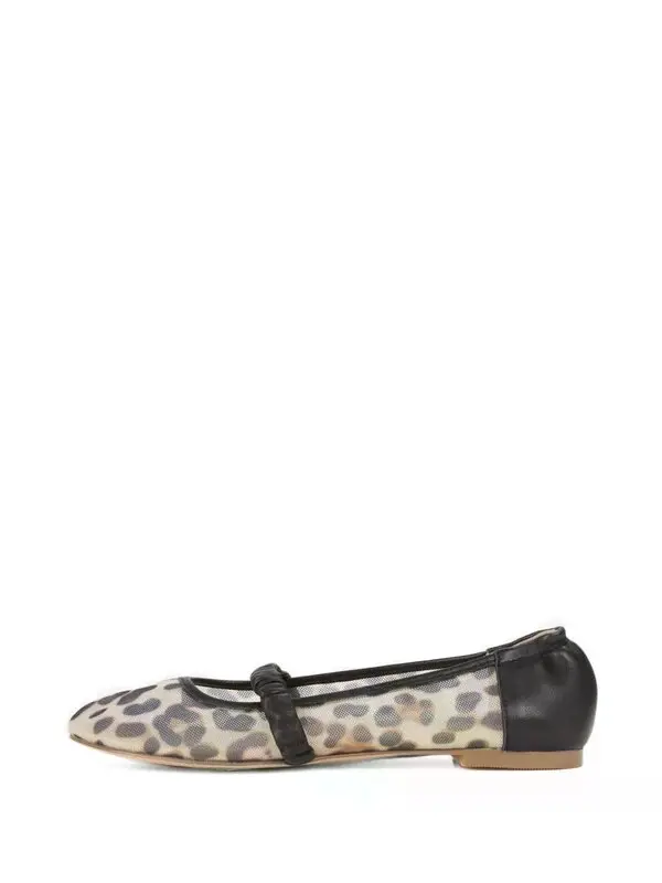 V°73 Karina Leopard-print Ruched-strap Ballet Flats - Neutrals