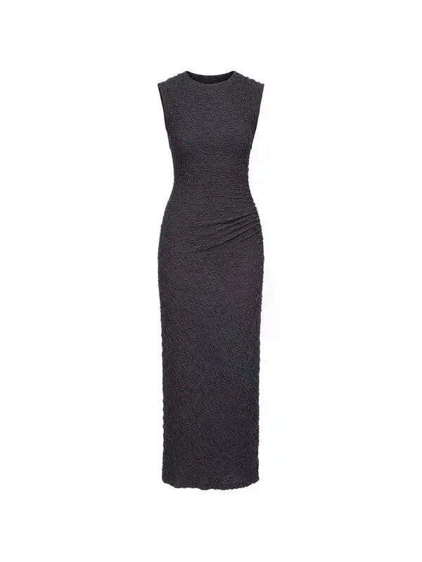 Vince Textured Ruched Midi Dress - Grey