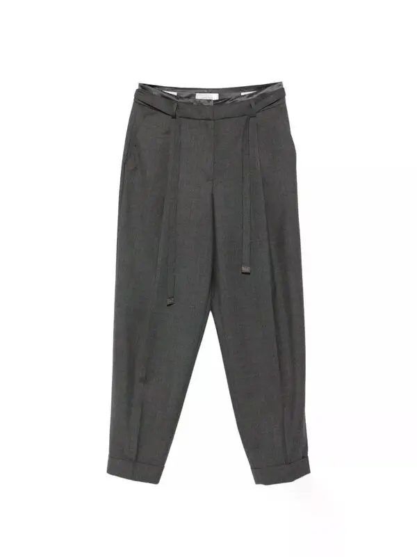 Peserico Pleated Belted Trousers - Grey