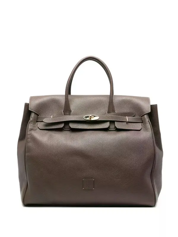 Eleventy Grained-leather Tote Bag