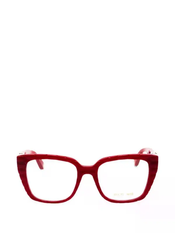 Roberto Cavalli Honeycomb-texture Square-frame Glasses - Red