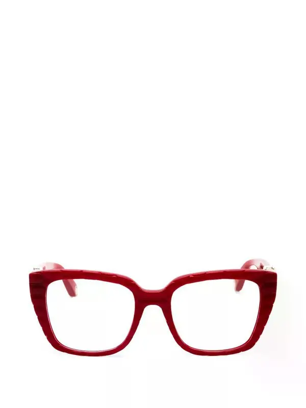 Roberto Cavalli Honeycomb Texture Square Frame Eyeglasses - Red