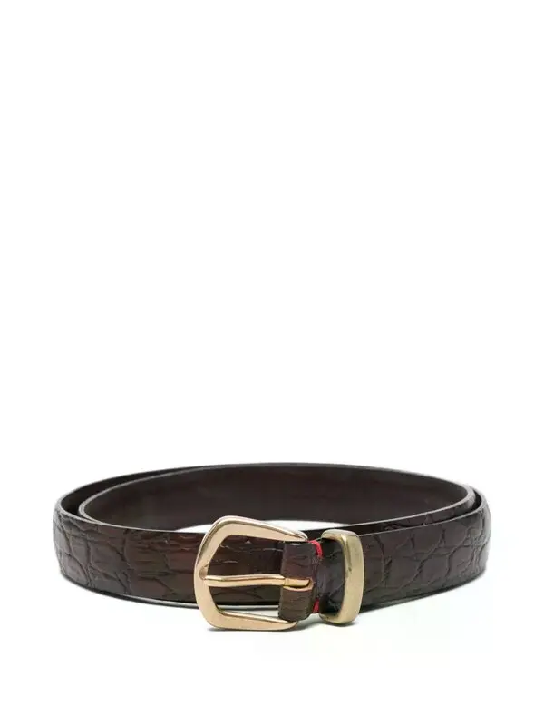 Eleventy Croc-effect Leather Belt