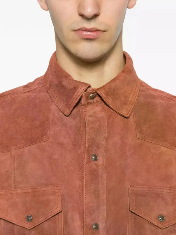 Eleventy Suede Flap-pocket Shirt
