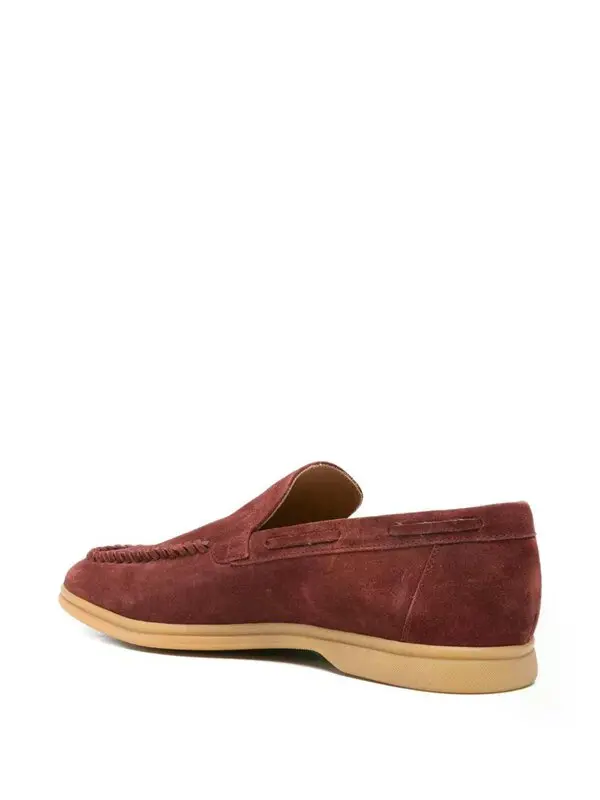 Eleventy Suede Loafers With Whipstitch Detailing - Red